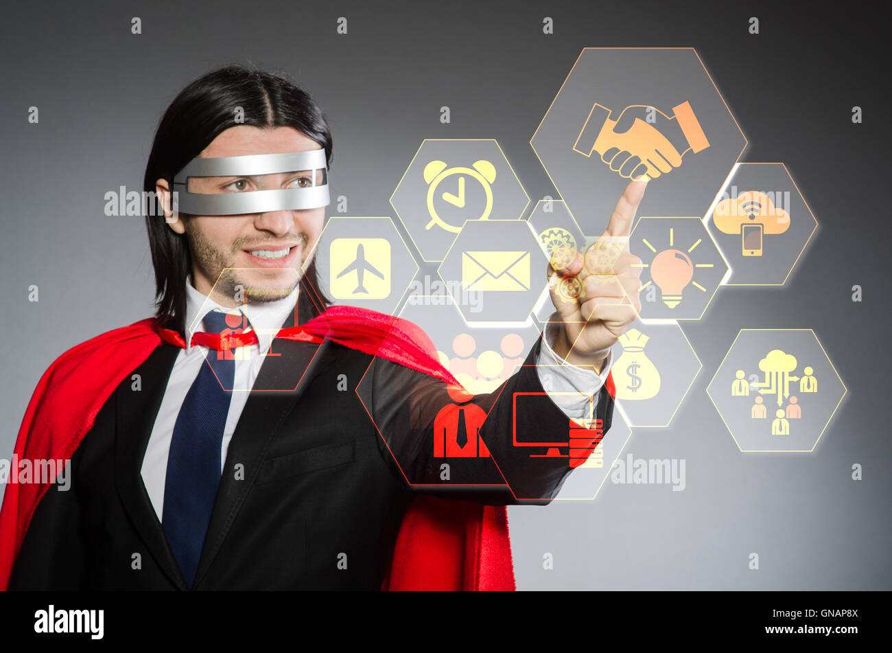 Man wearing red clothing in funny concept Stock Photo - Alamy