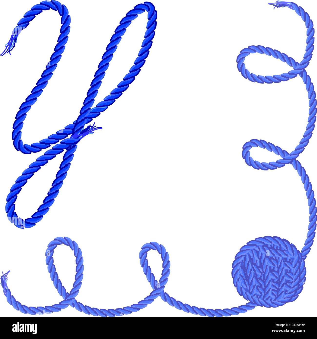 Letter Y. Alphabet font vector - yarn, rope, cable Stock Vector Image ...