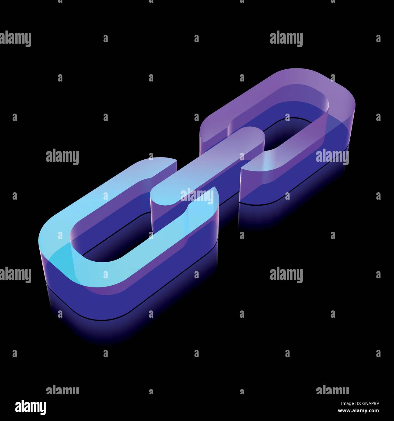 3d neon glowing Link icon made of glass, vector illustration Stock ...