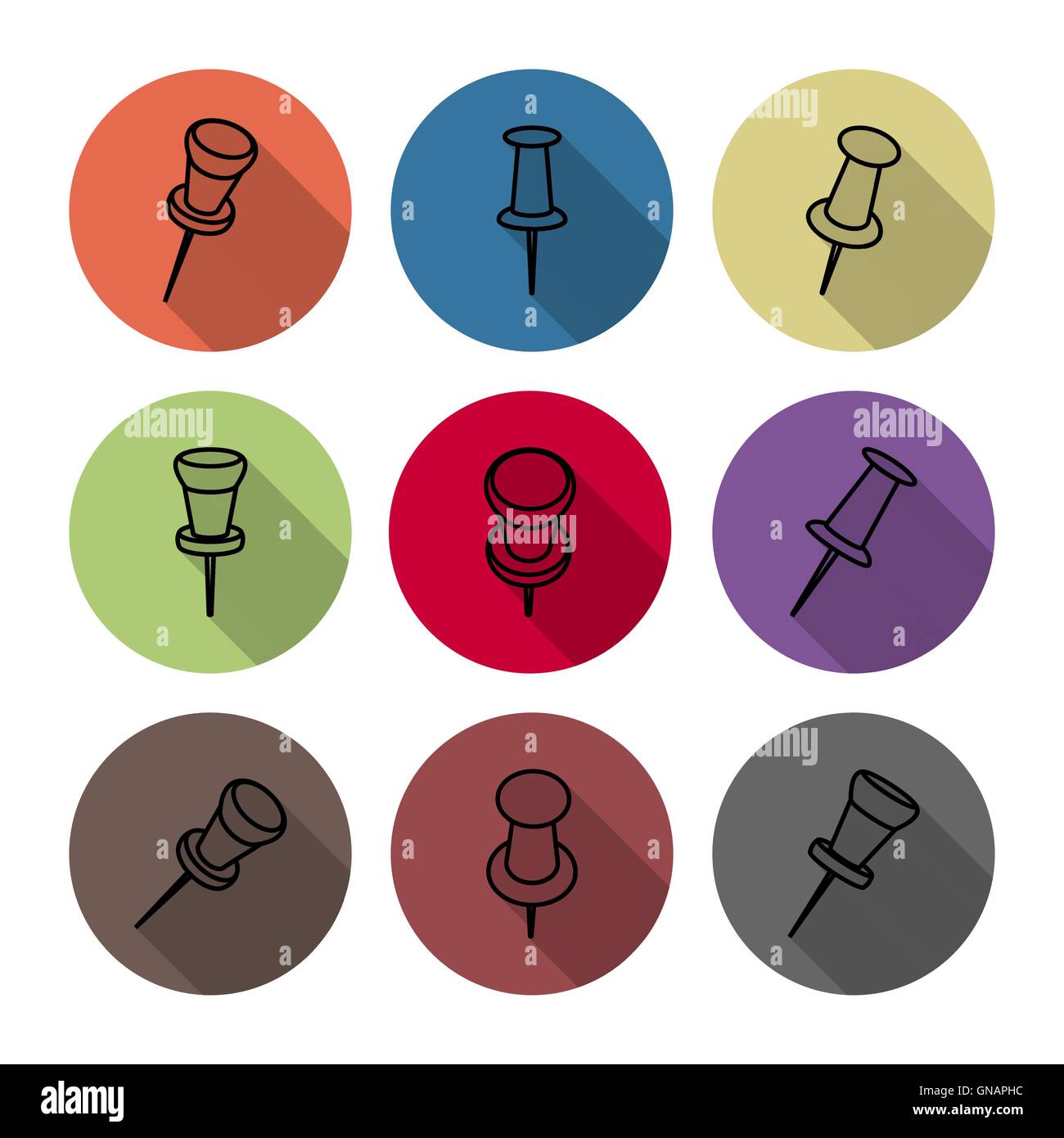 Set of icons pushpins, vector illustration Stock Vector Image & Art - Alamy