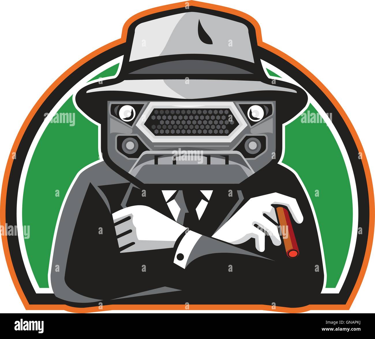 Mobster Car Grille Face Half Circle Retro Stock Vector Image & Art - Alamy