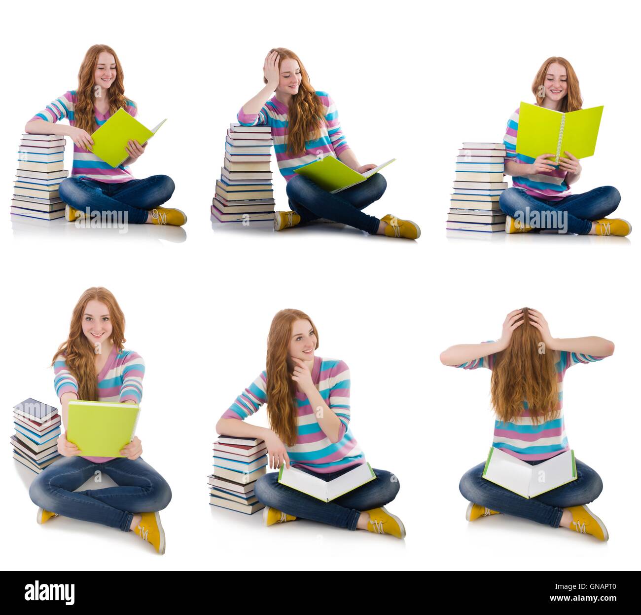 Young student with books isolated on white Stock Photo - Alamy