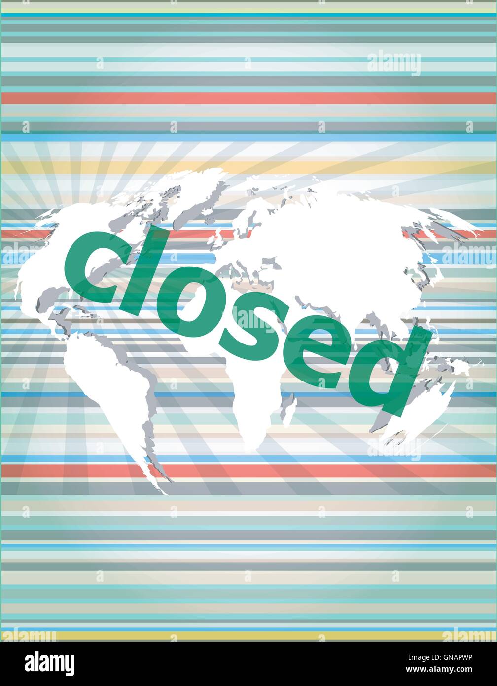 Safety concept: Closed word on digital touch screen background vector ...