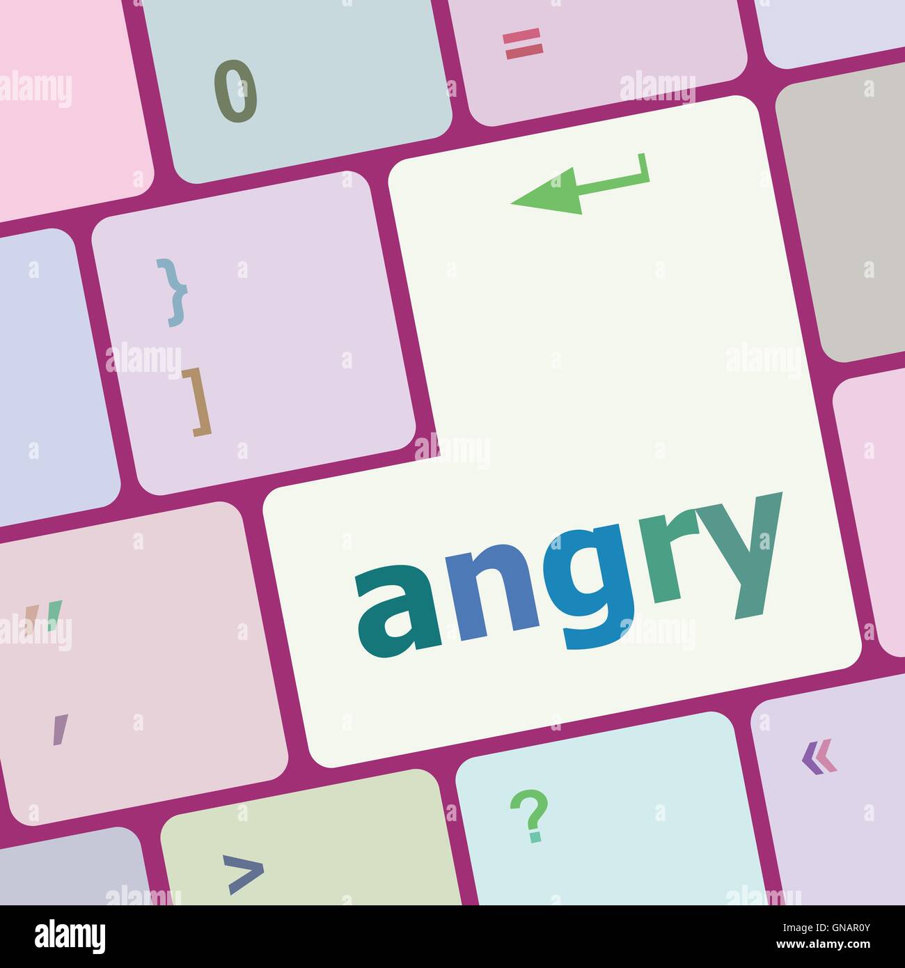 Keyboard with white Enter button, angry word on it vector illustration ...