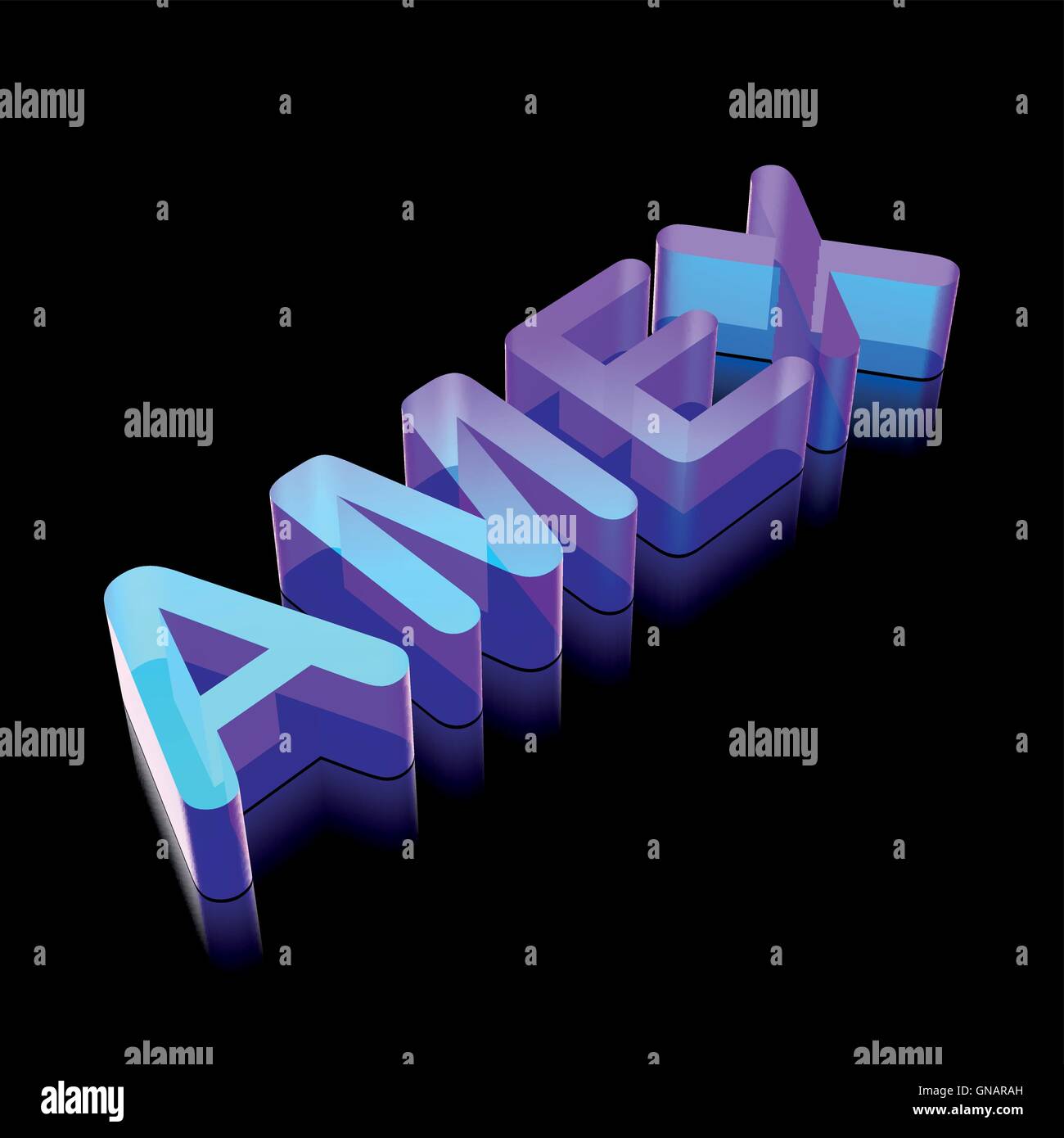 3d neon glowing character AMEX made of glass, vector illustration Stock ...