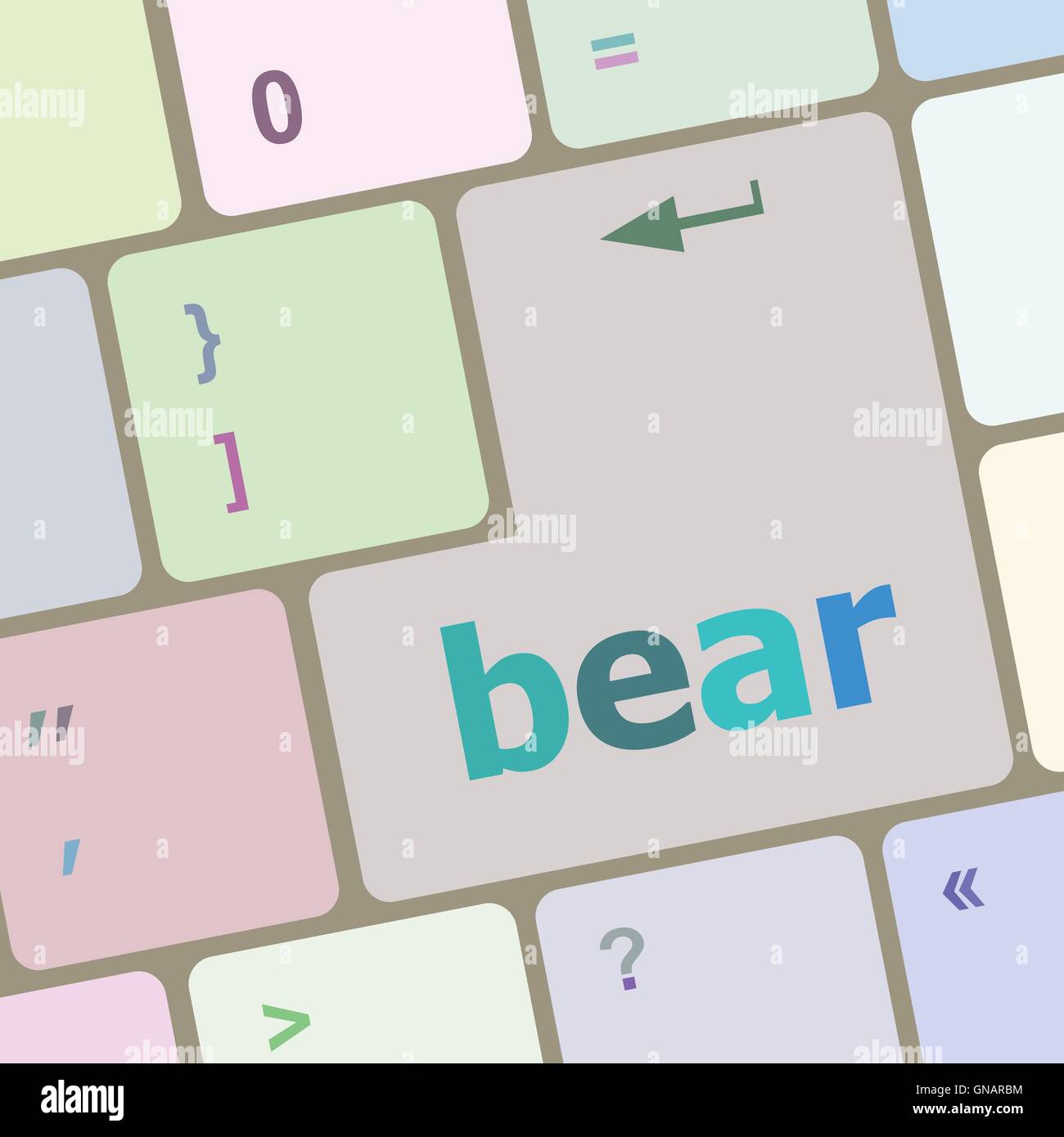bear word on keyboard key, notebook computer button vector illustration ...