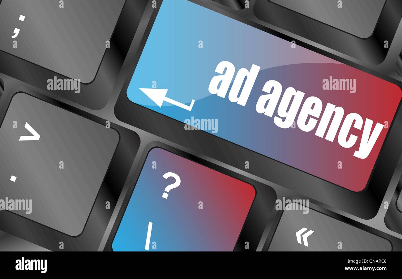computer keyboard with word Ad Agency, vector illustration, keyboard ...