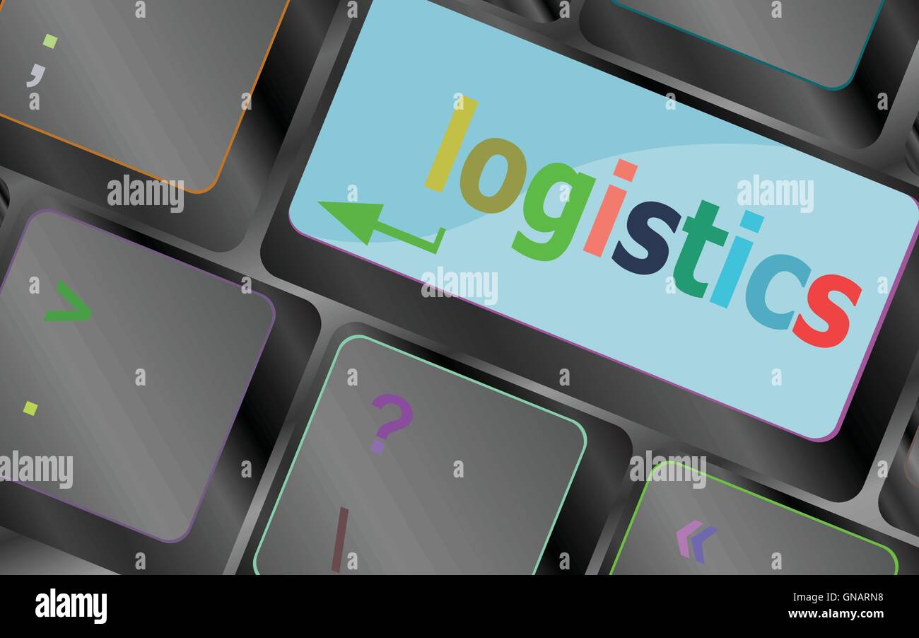 logistics words on laptop keyboard, business concept vector keyboard ...