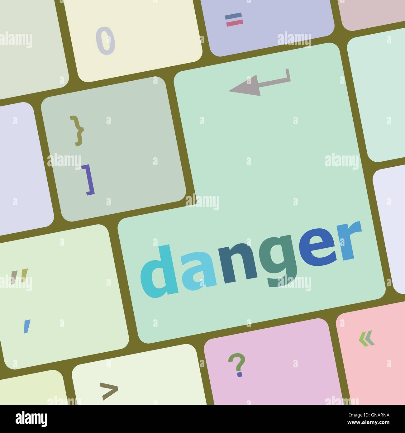 danger word on computer key. security concept vector illustration Stock ...