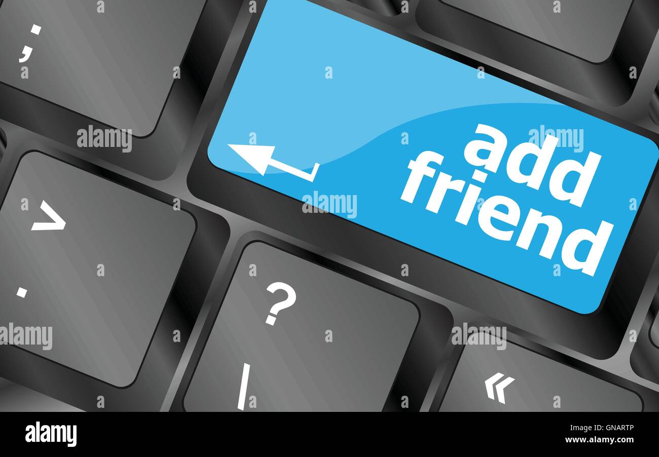 Keyboard with add friend button, social network concept. Keyboard keys icon button vector Stock ...