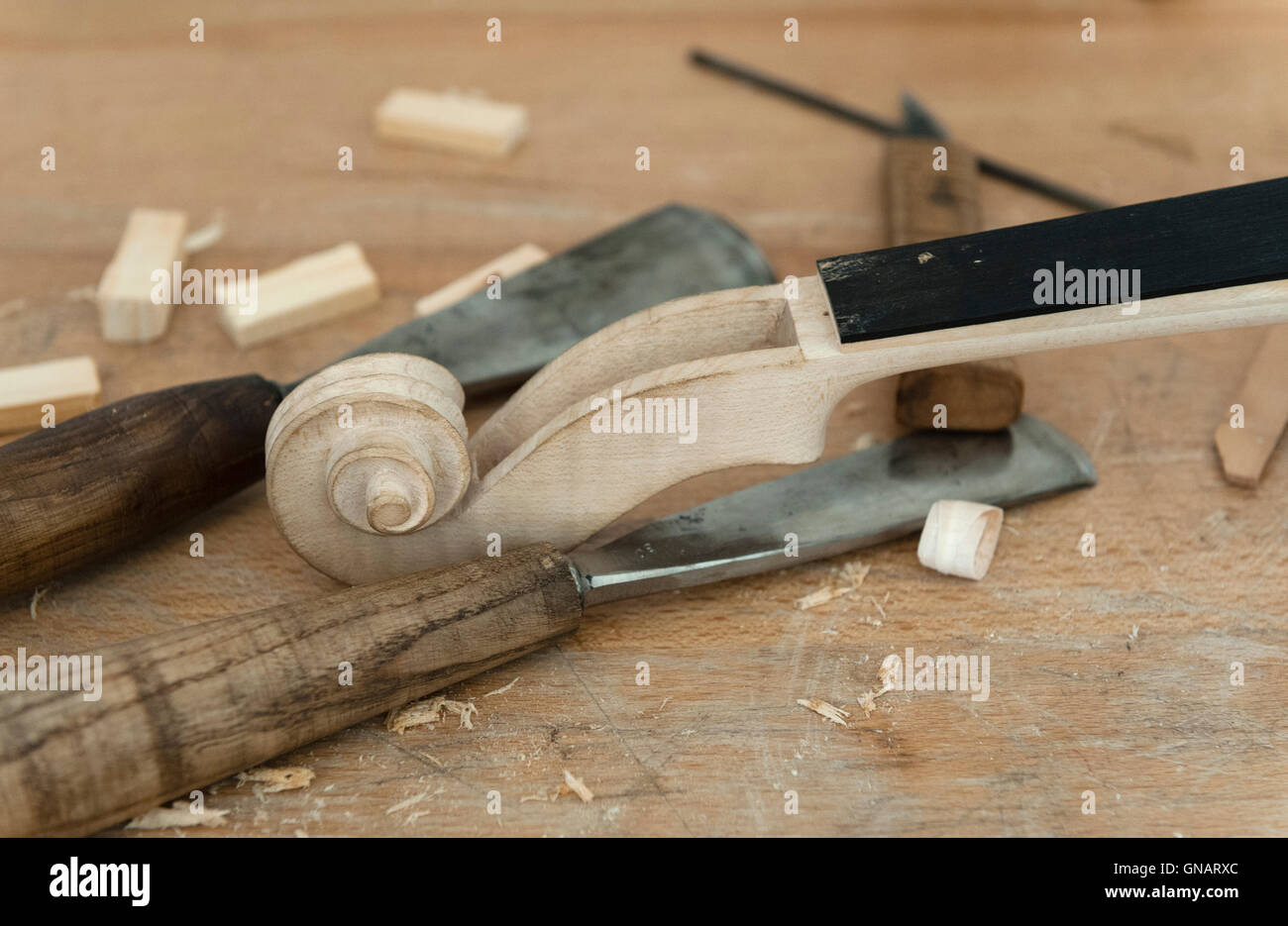 The Forest of Violins, Paneveggio, Italy. A violin being carved in a ...