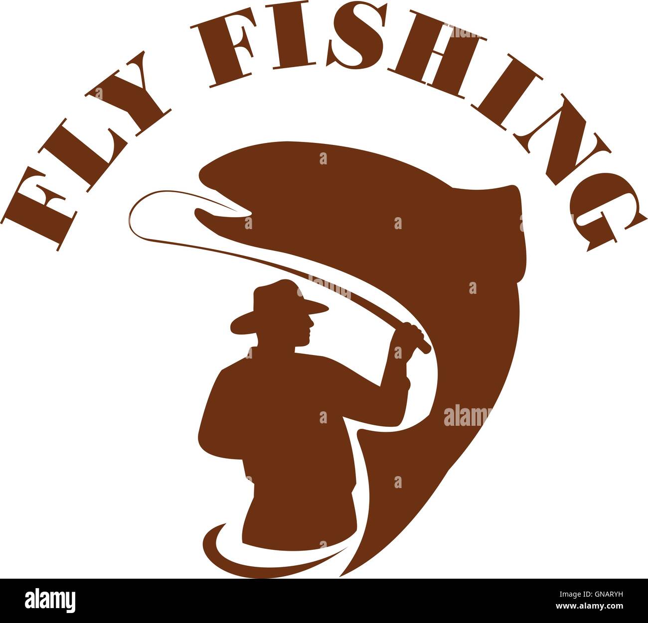 Trout Fly Fishing Isolated Retro Stock Vector Image & Art - Alamy