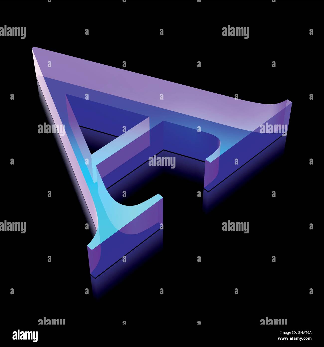 3d neon glowing character A made of glass, vector illustration Stock ...