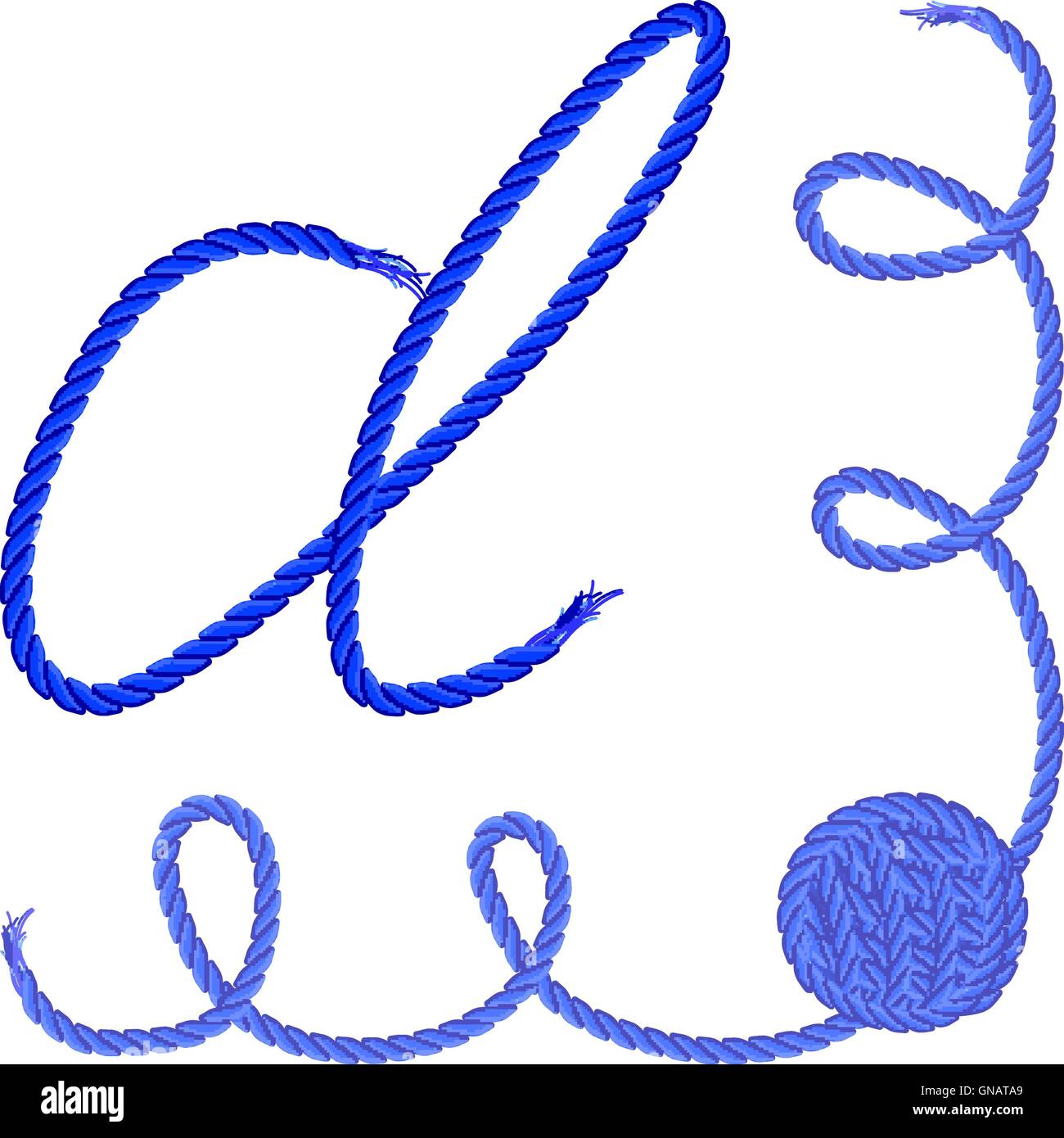 Letter D. Alphabet font vector - yarn, rope, cable Stock Vector Image ...