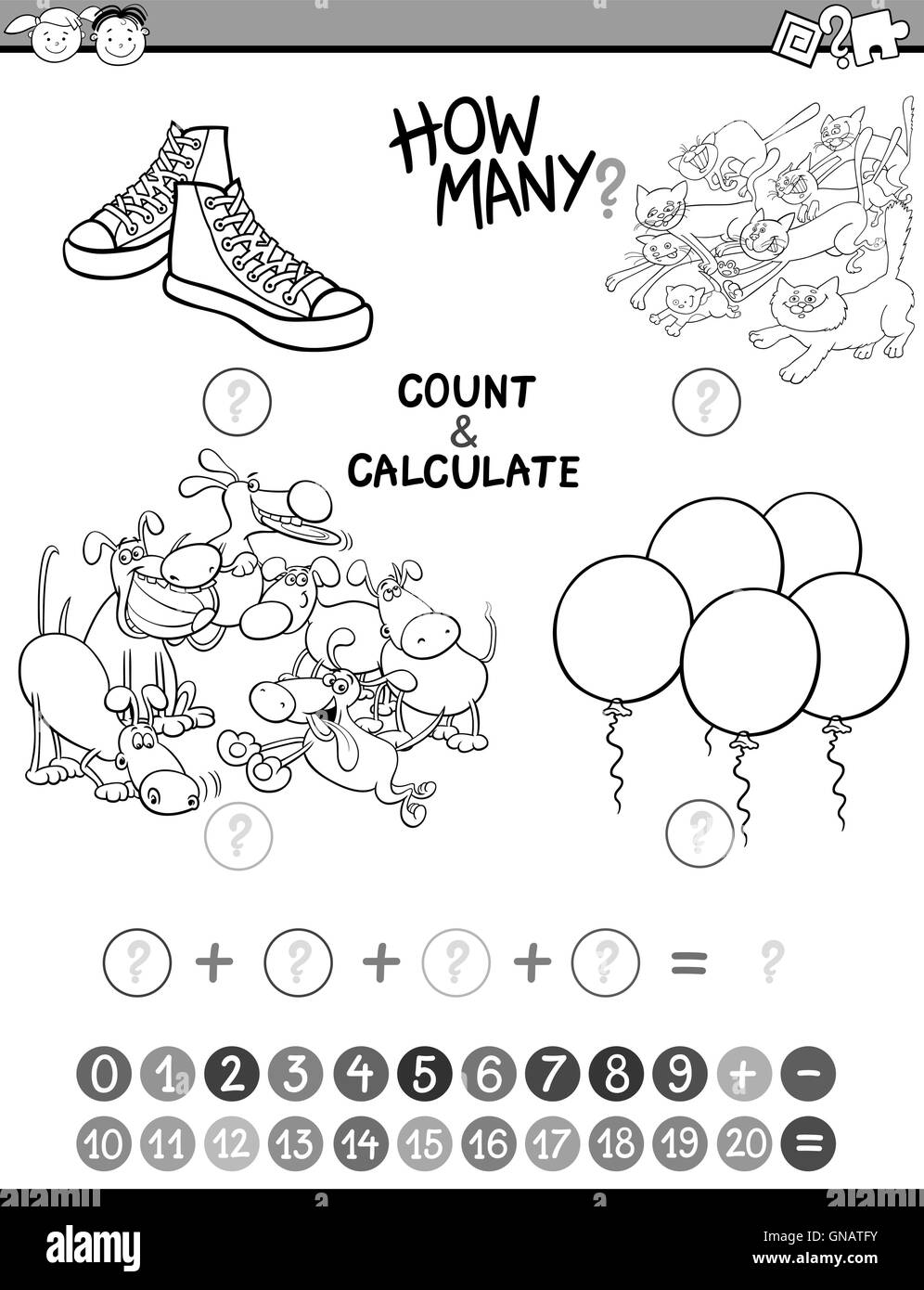 Preschool math activity Black and White Stock Photos & Images - Alamy