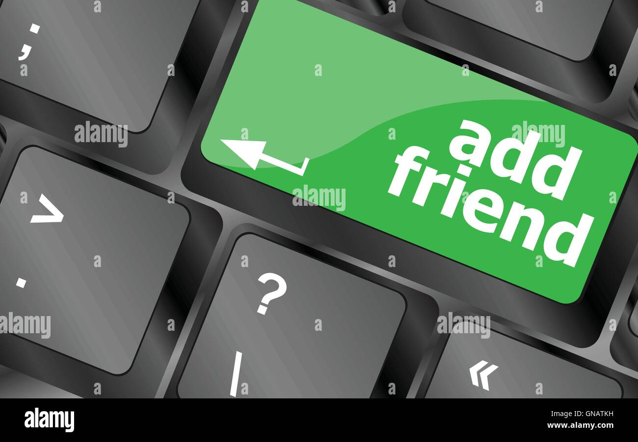 Keyboard with add friend button, social network concept. Keyboard keys icon button vector ...