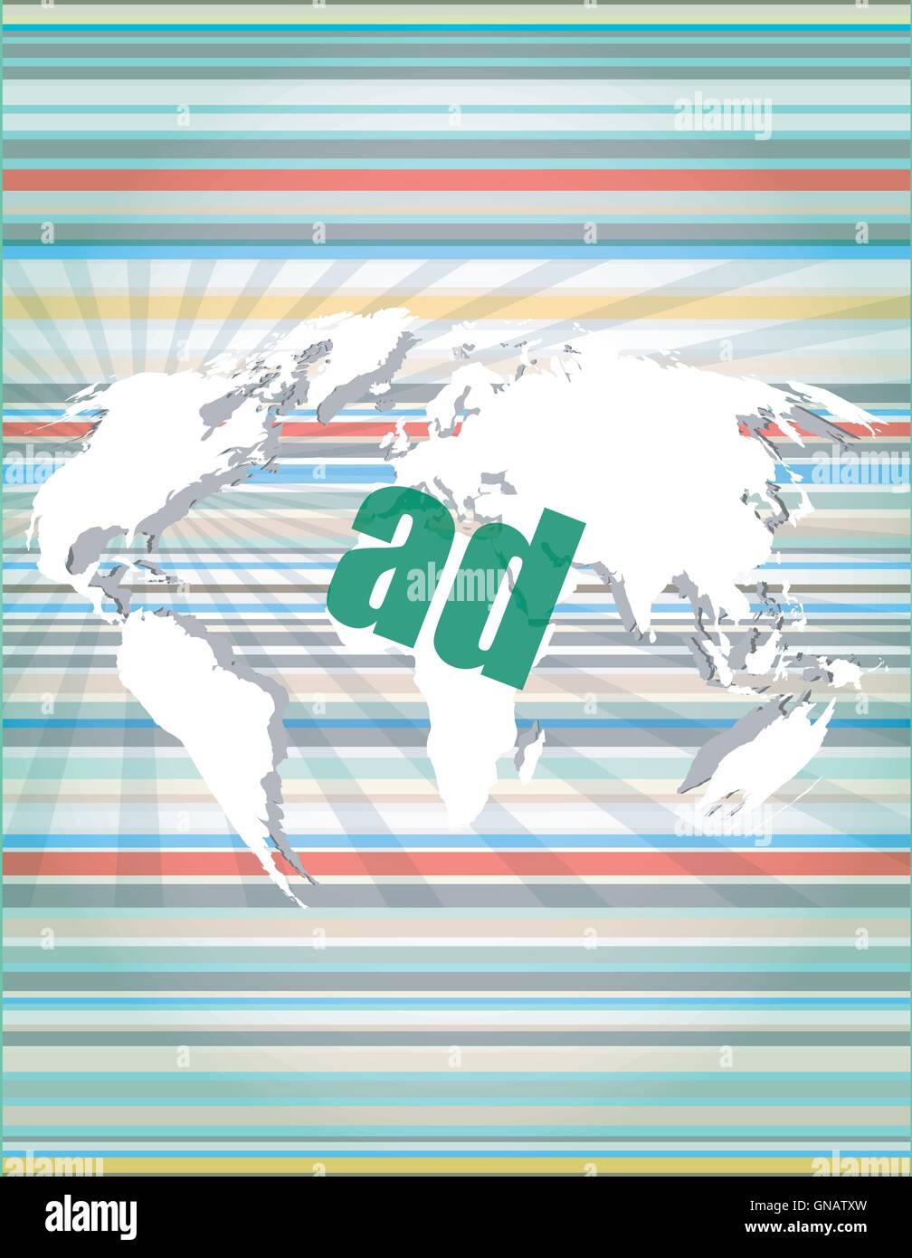 ad word on digital screen, global communication concept vector ...