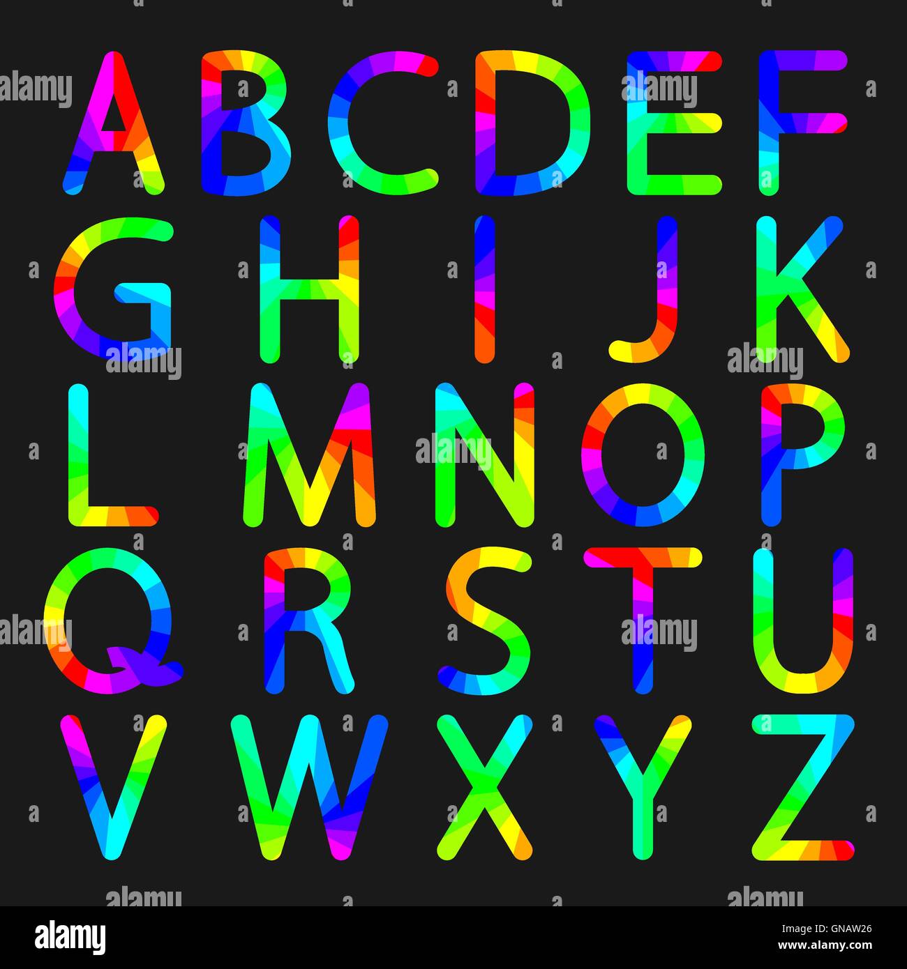 Rainbow letters of the alphabet, vector illustration Stock Vector Image ...