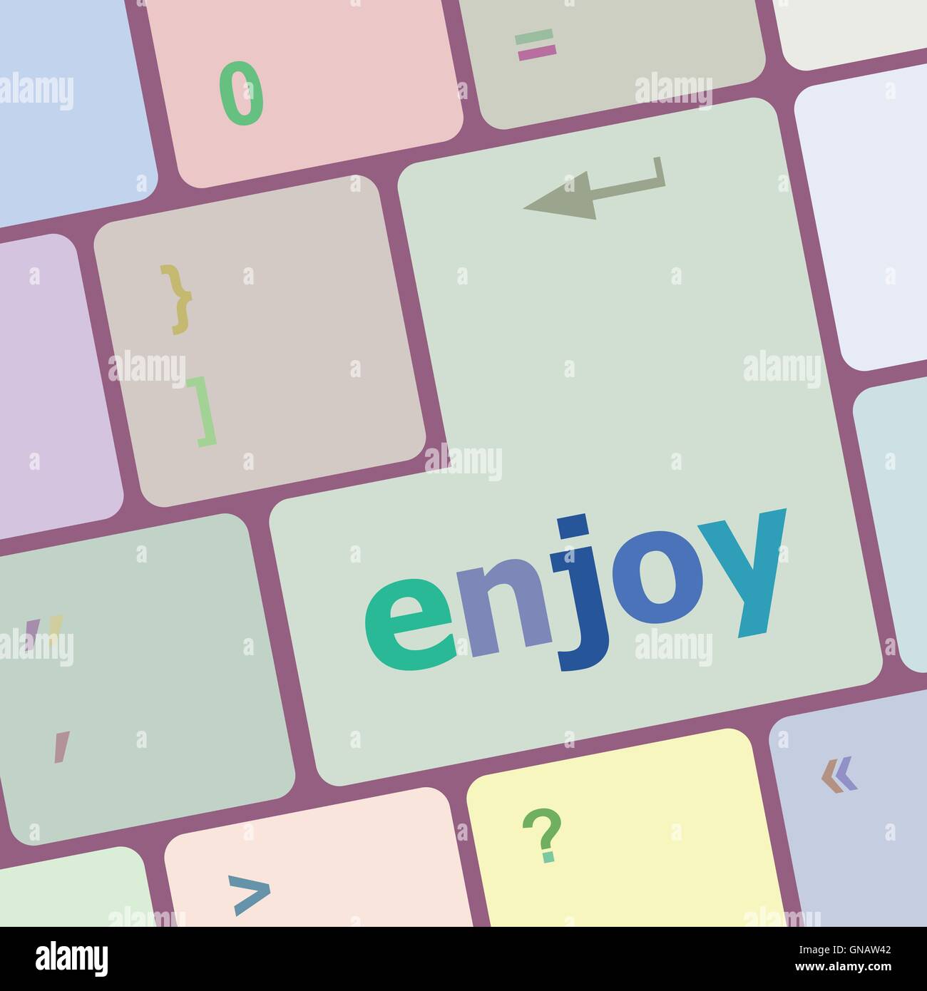 enjoy word on keyboard key, notebook computer button vector ...