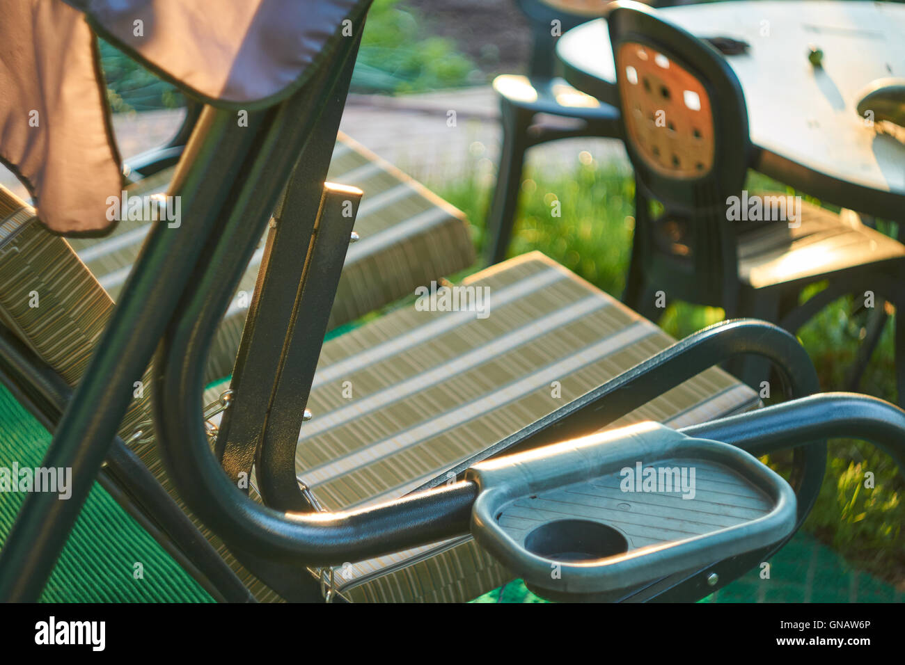 Outdoor garden swing seat shot with shallow depth of field Stock Photo ...