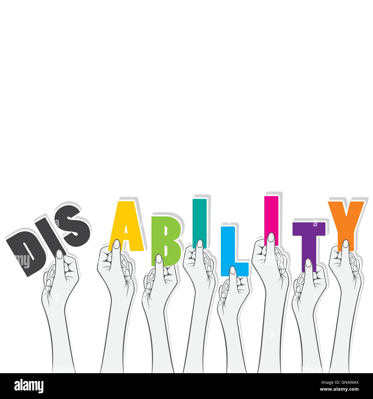 disability word hold in hand, transform in ability concept design ...