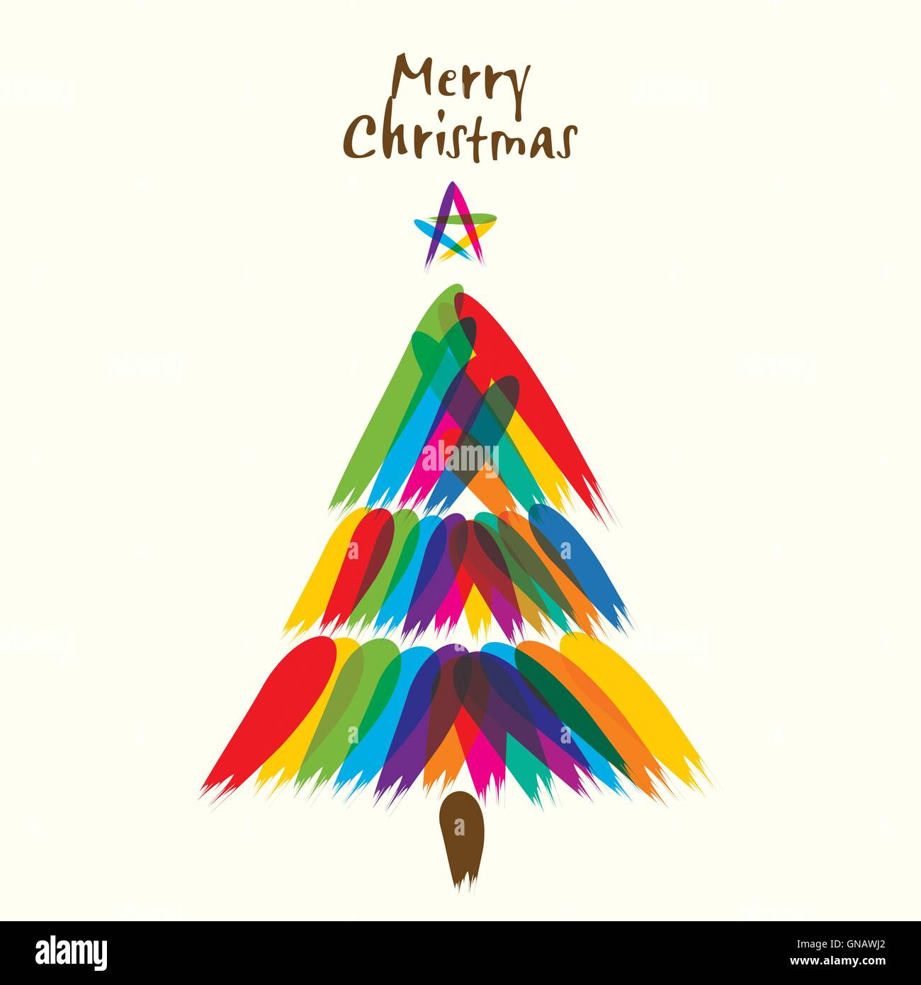 creative colorful merry Christmas tree design by brush stroke design ...