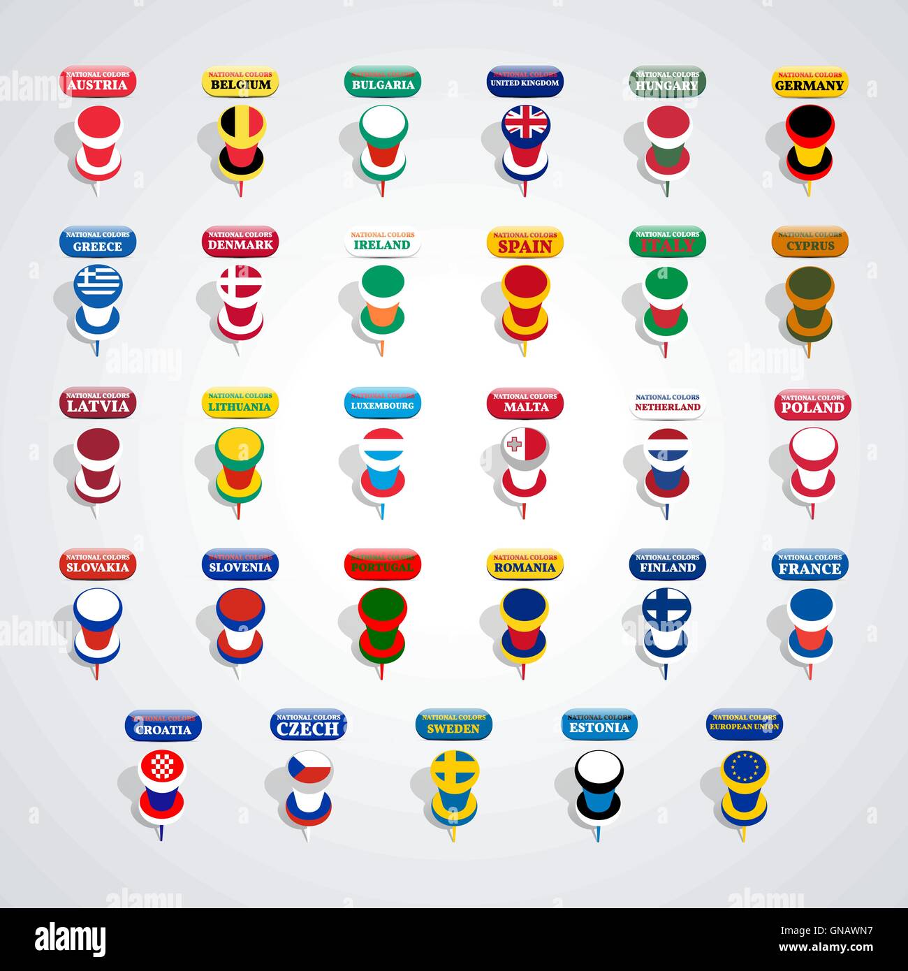 Set of pushpins, vector illustration Stock Vector Image & Art - Alamy