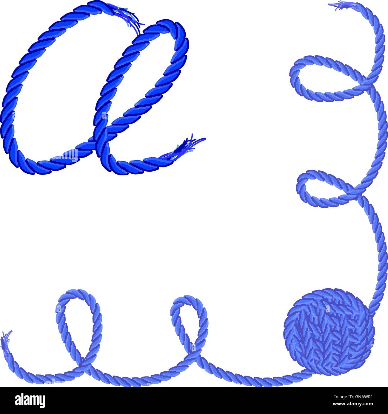 Letter A. Alphabet font vector - yarn, rope, cable Stock Vector Image ...