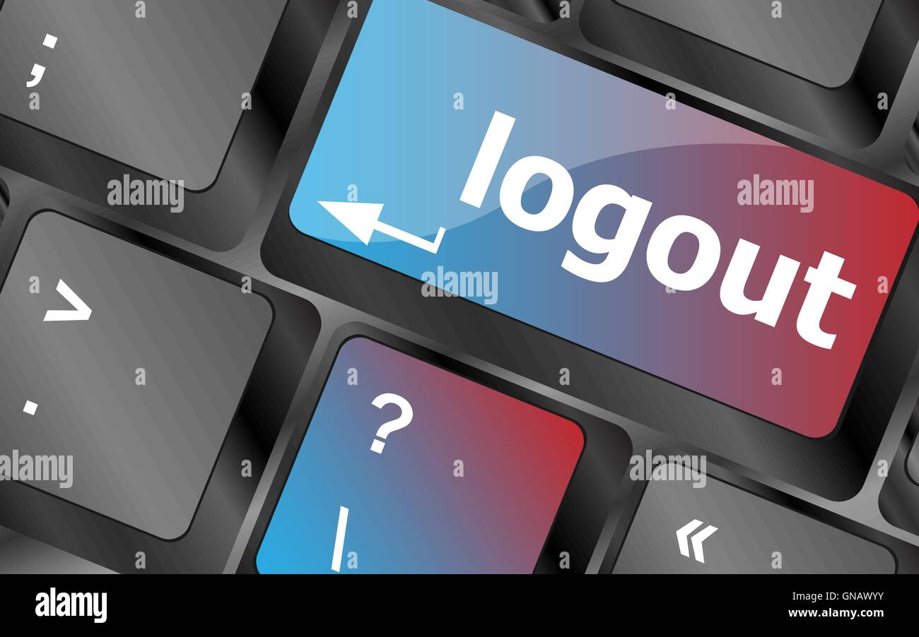 Computer keyboard key log out, business concept vector, keyboard keys ...