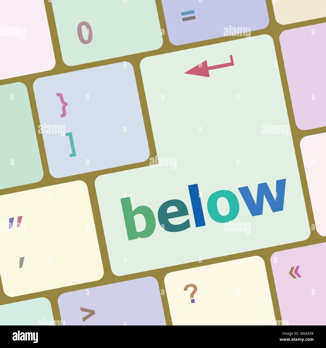 below word on keyboard key, notebook computer button vector ...