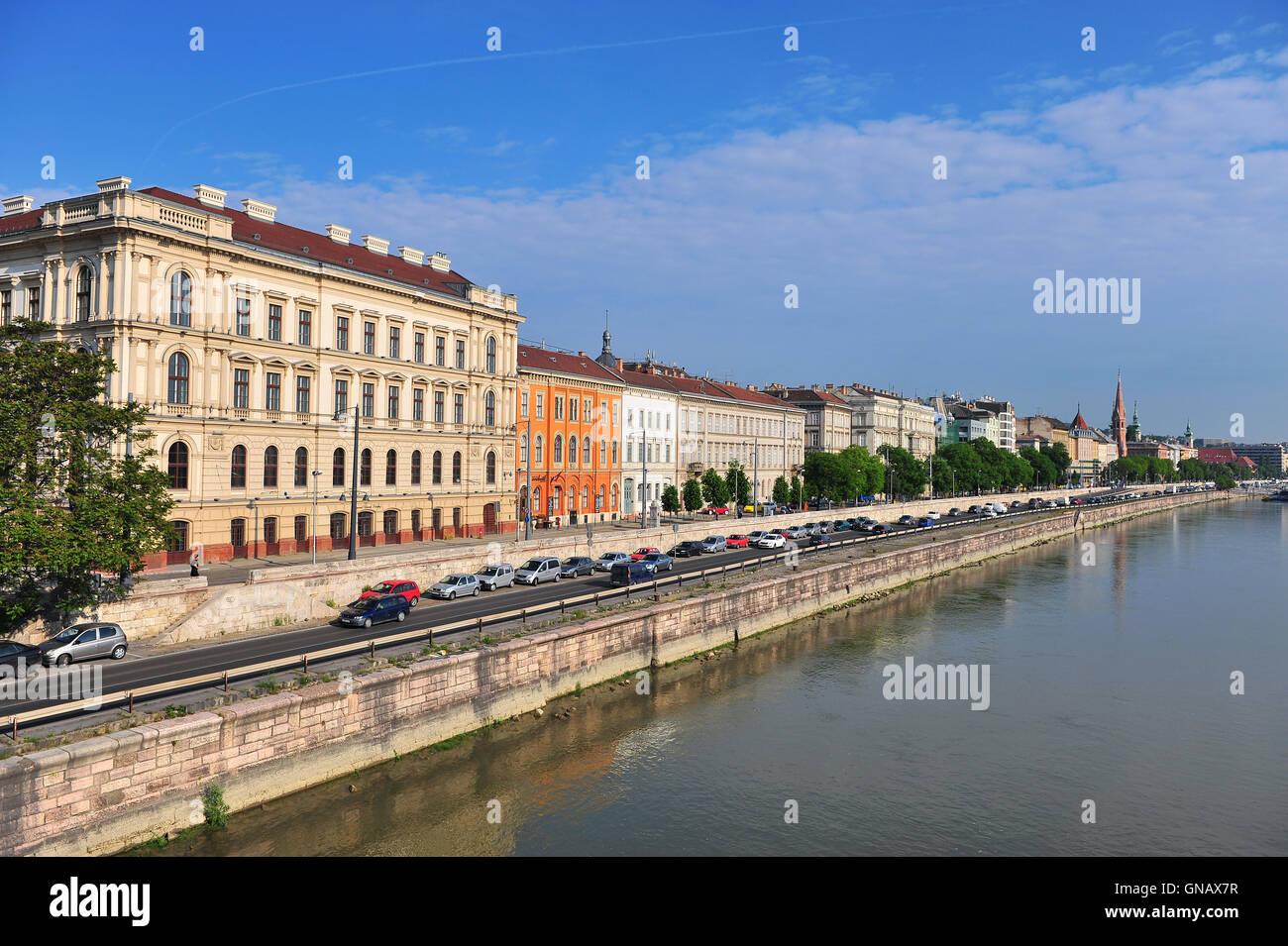 BUDAPEST, HUNGARY - MAY 20: Riverside of Budapest city centre on Danube ...