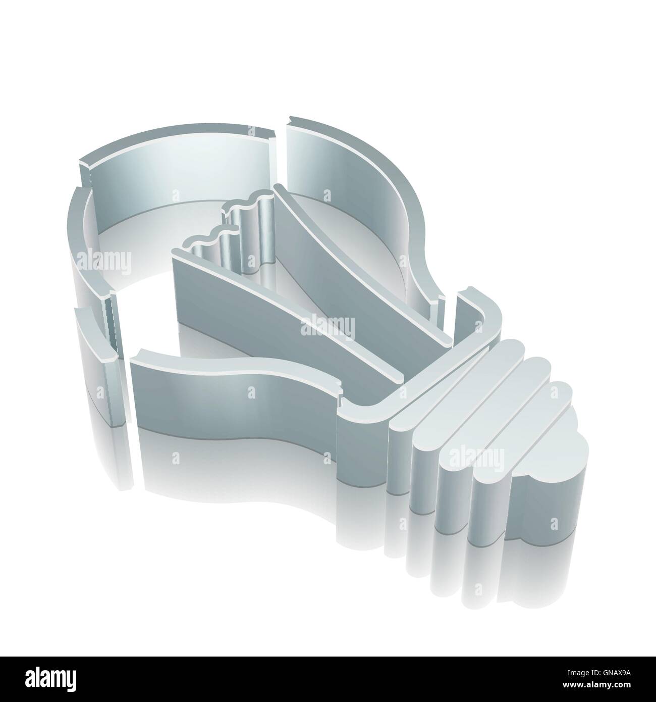 3d metallic Light Bulb icon with reflection, vector illustration Stock ...