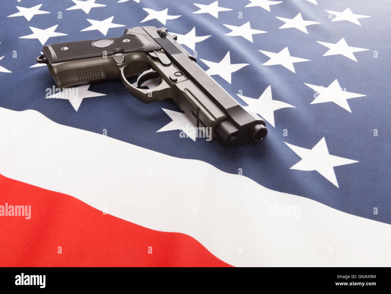Part of national flag with a hand gun over it series - USA Stock Photo ...
