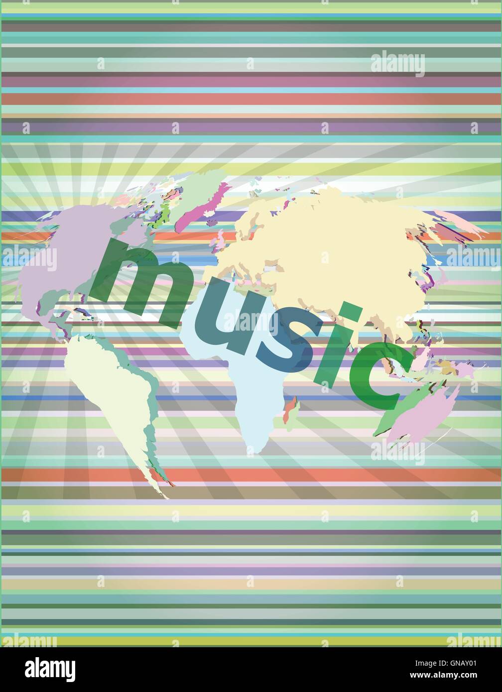 music word, backgrounds touch screen with transparent buttons. concept ...