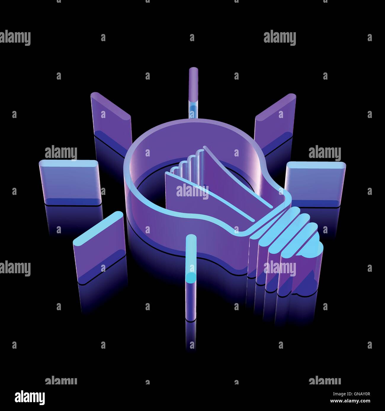 3d neon glowing Light Bulb icon made of glass, vector illustration ...