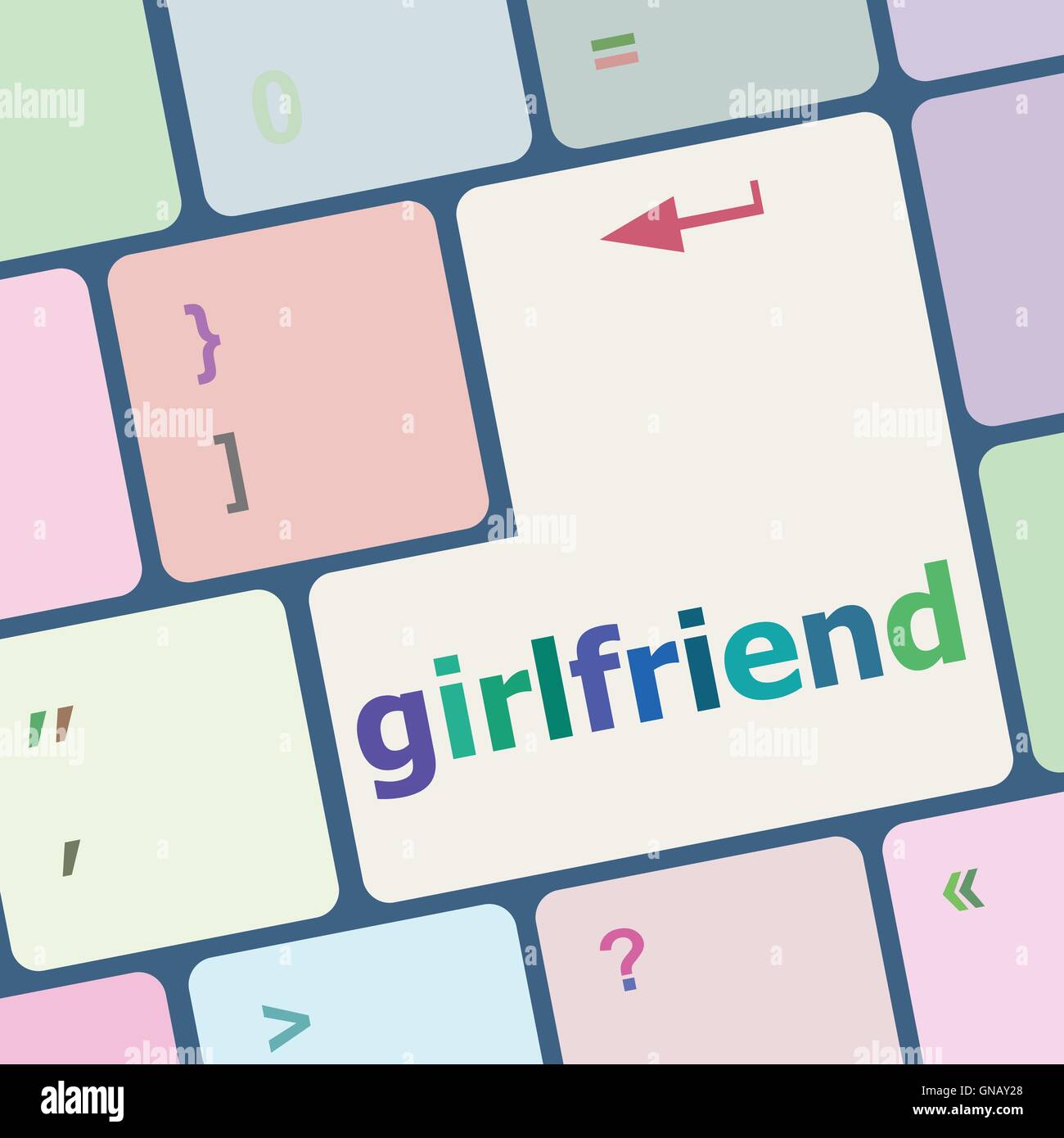 girlfriend word on keyboard key, notebook computer button vector ...