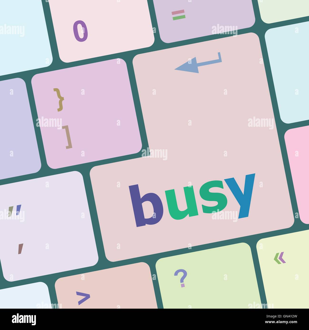 busy button on computer pc keyboard key vector illustration Stock ...