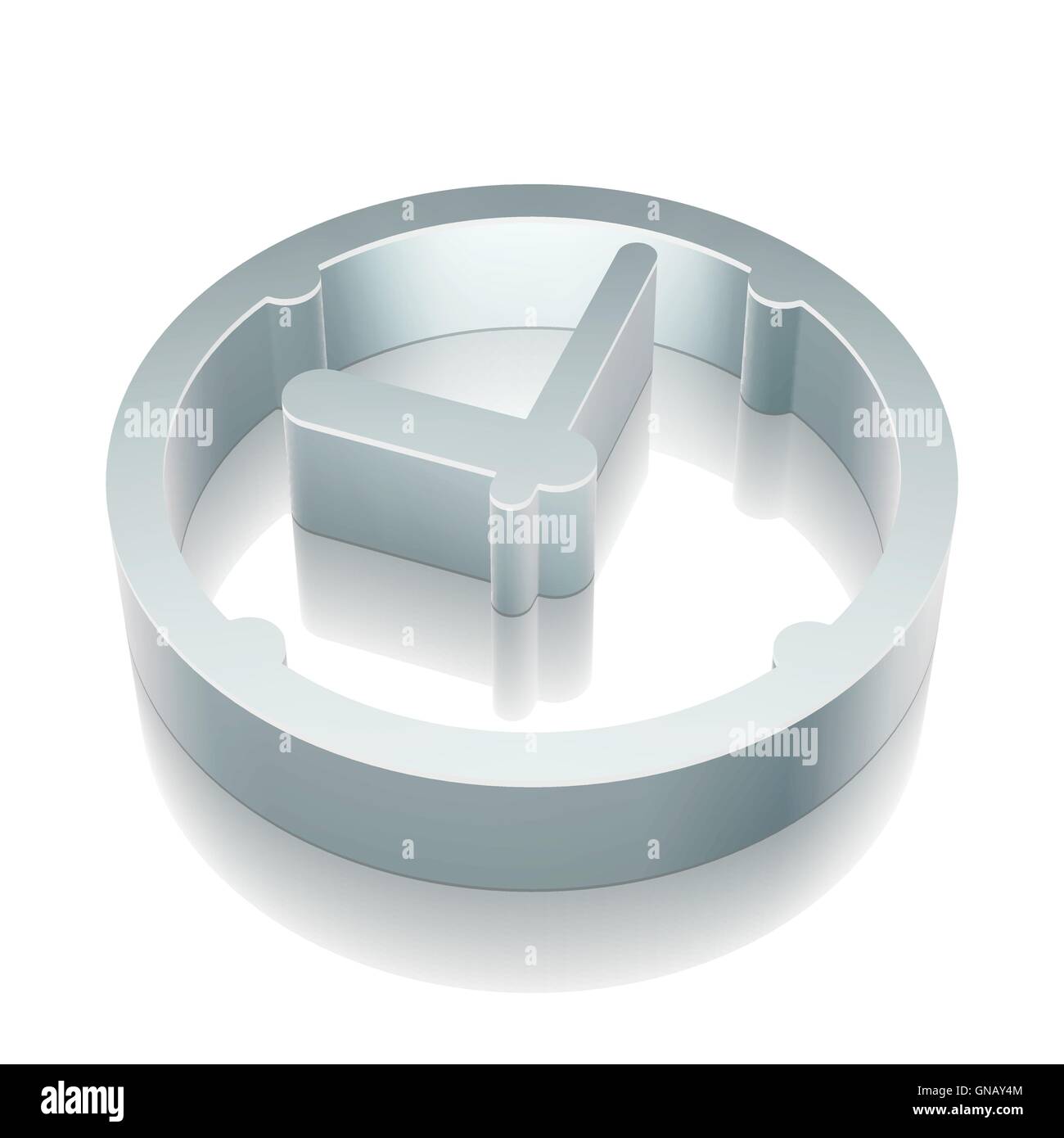 3d metallic Clock icon with reflection, vector illustration Stock ...