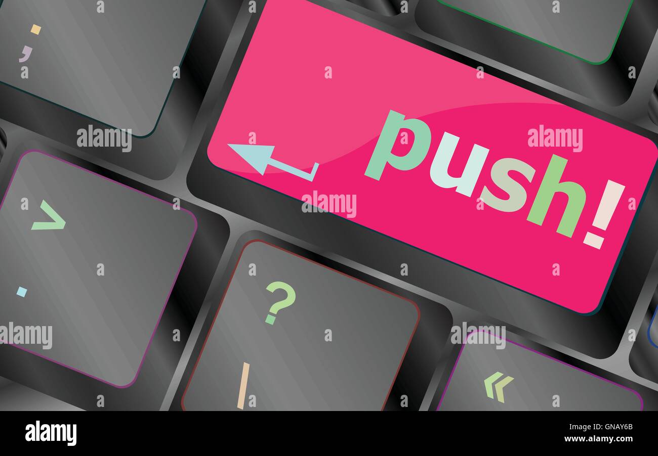 push key on computer keyboard, business concept vector keyboard key ...