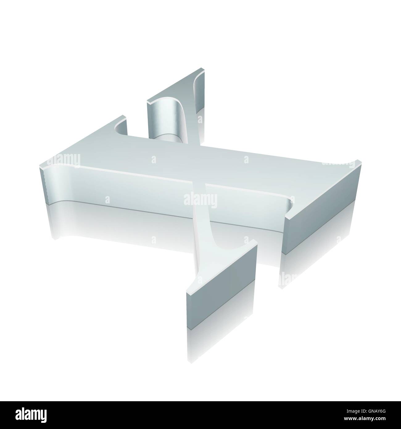 3d metallic character X with reflection, vector illustration Stock ...