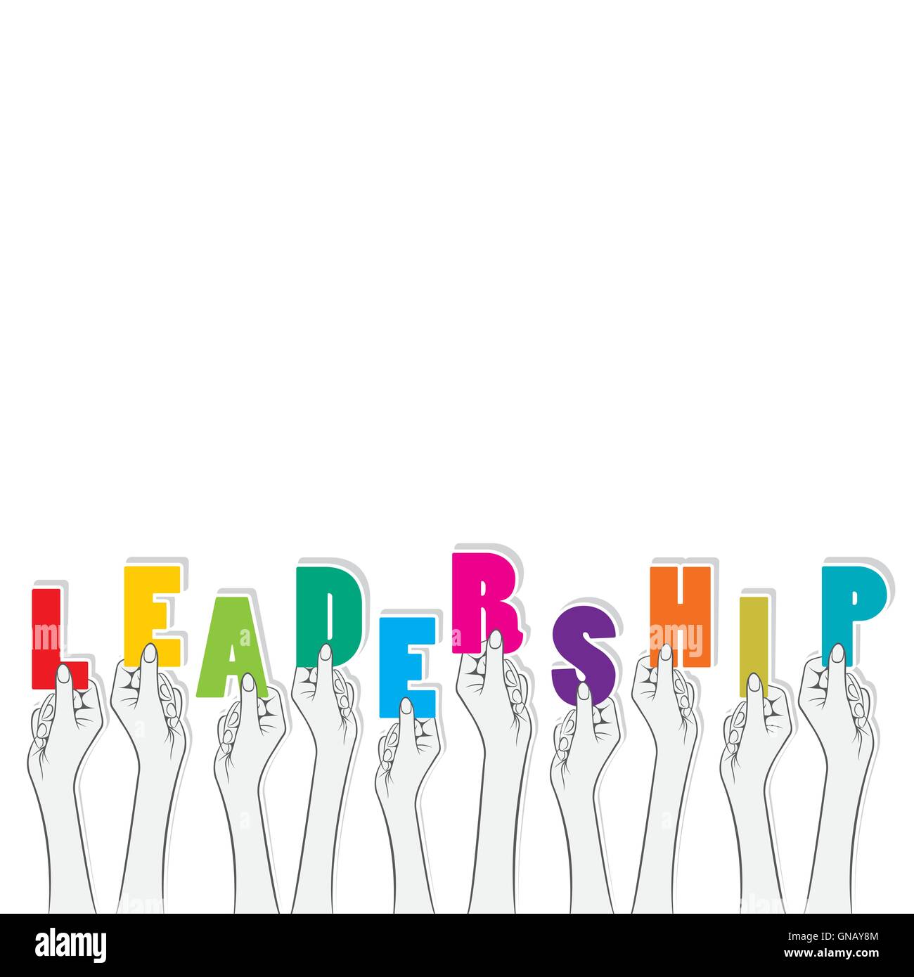 leadership word hold in hand concept design vector Stock Vector Image ...