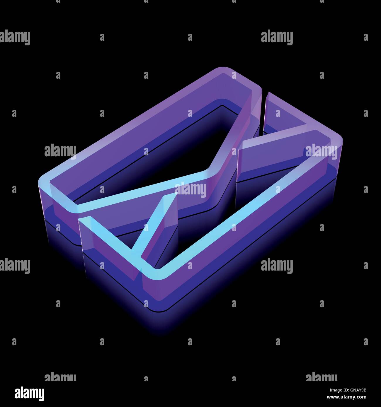 3d neon glowing Email icon made of glass, vector illustration Stock ...
