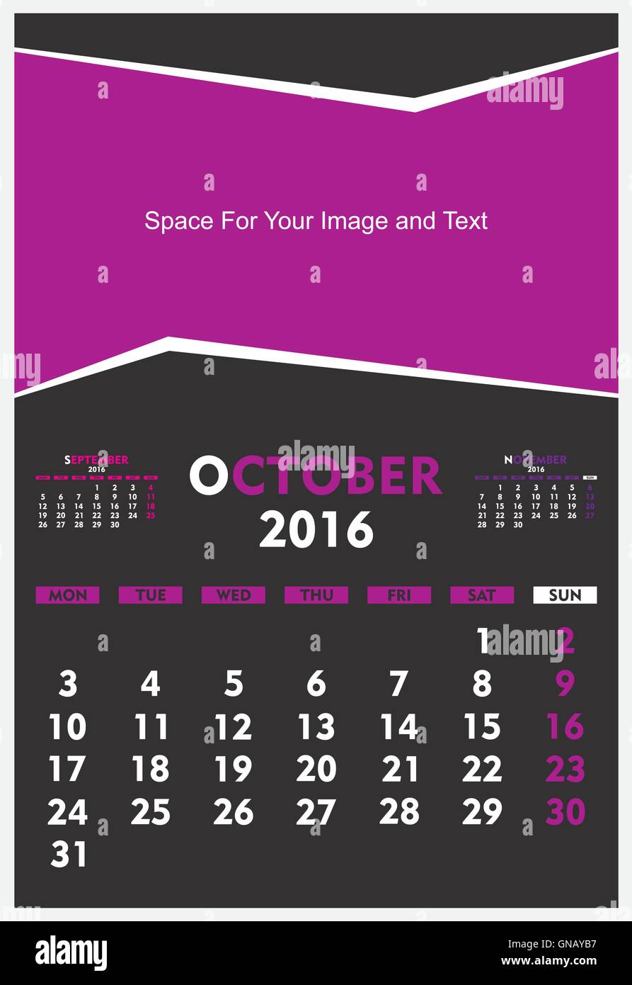 new year calendar October 2016 design Stock Vector Image & Art - Alamy