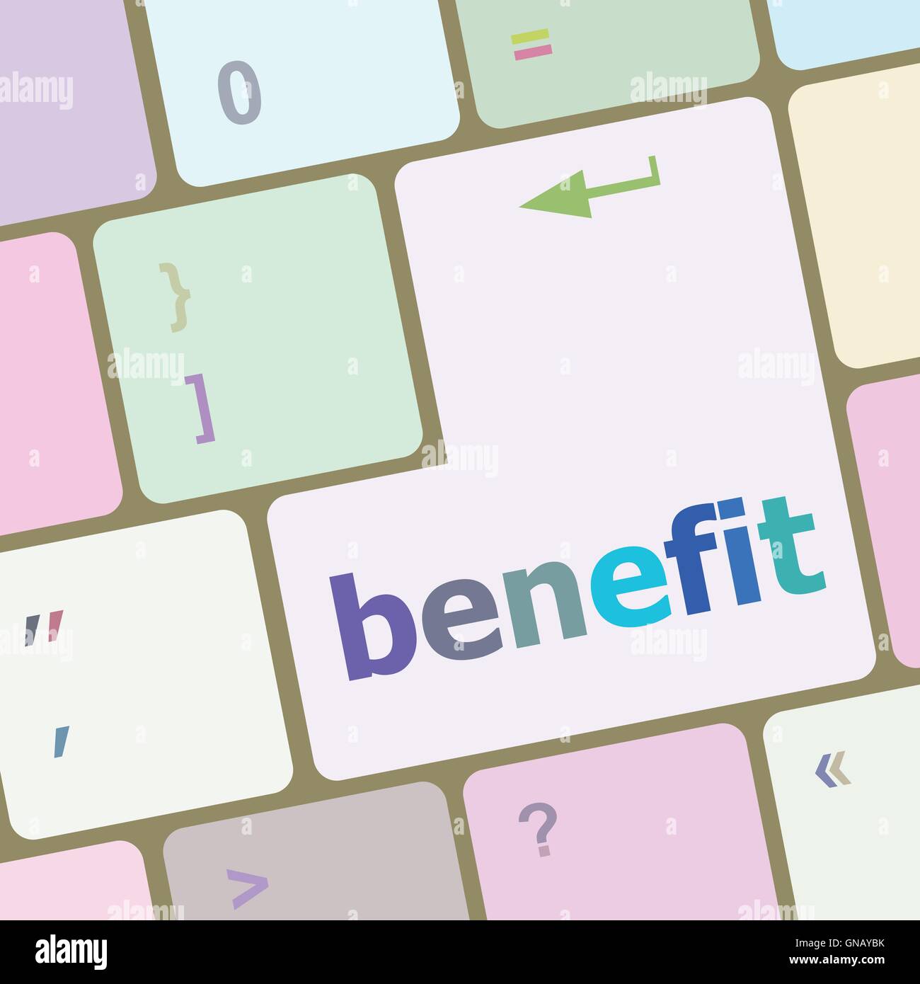 benefit button on keyboard key with soft focus vector illustration ...