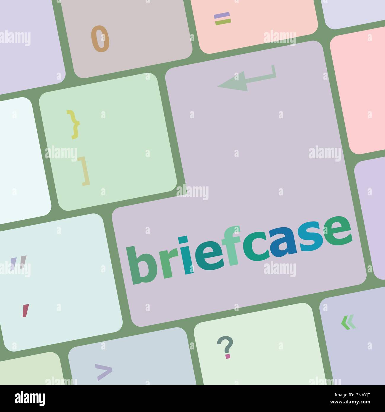 Briefcase text button on keyboard with soft focus vector illustration ...