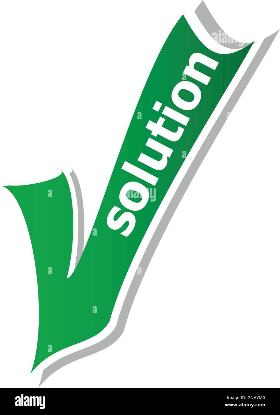 solution word on green check mark symbol and icon for approved design ...