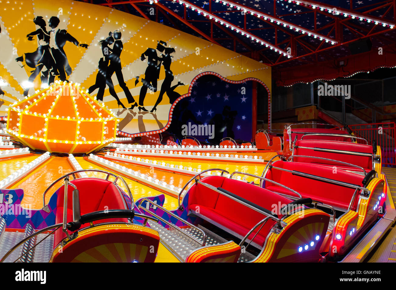 Luna Park Tango Train Carnival Ride photographed at Night - Sydney, New ...