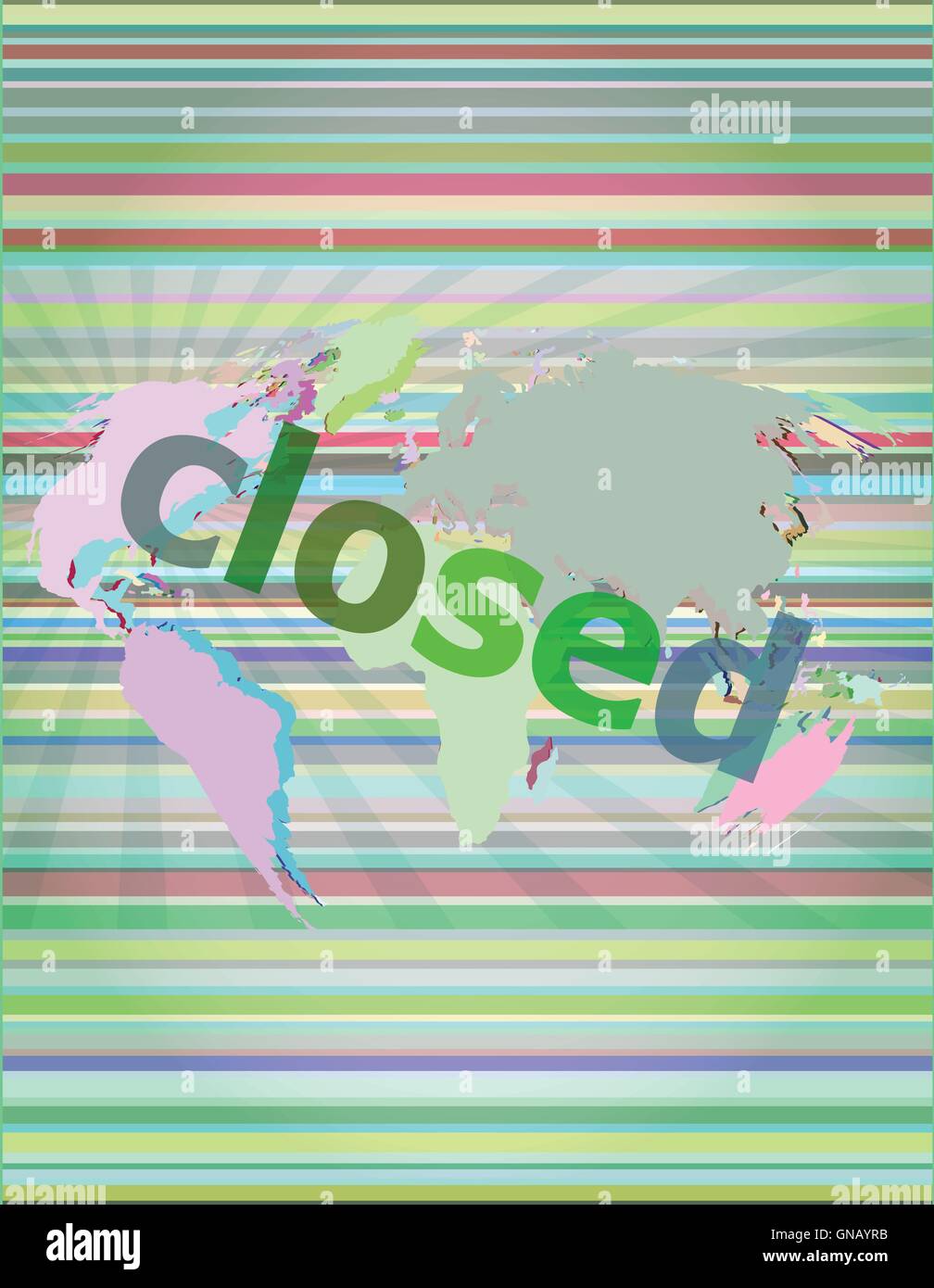 Safety concept: Closed word on digital touch screen background vector ...