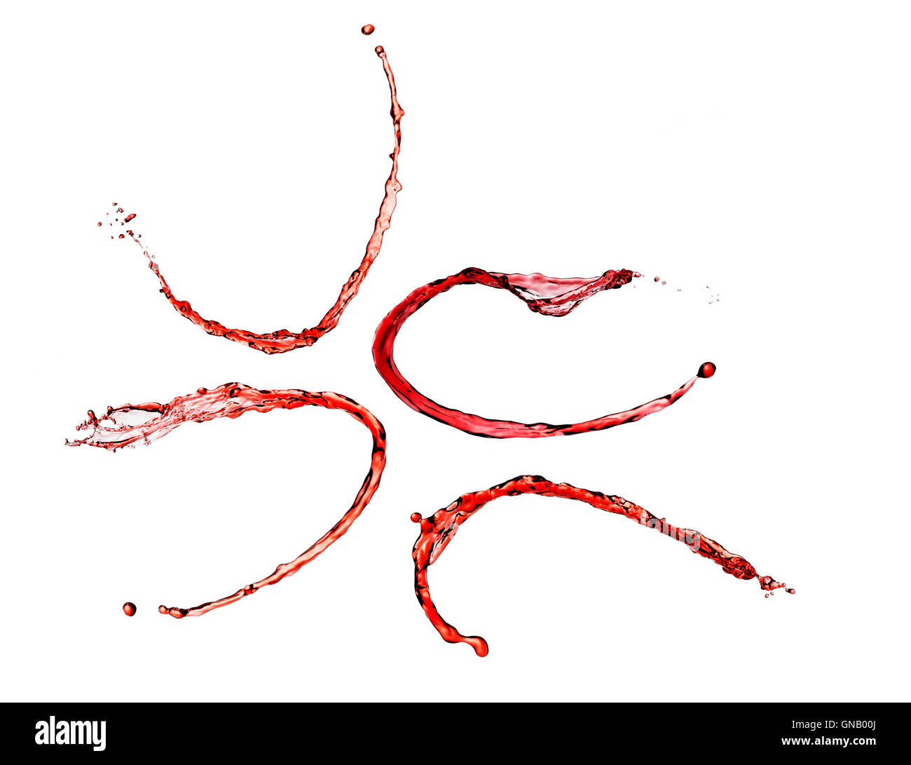 Red wine splashes isolated on white background Stock Photo - Alamy
