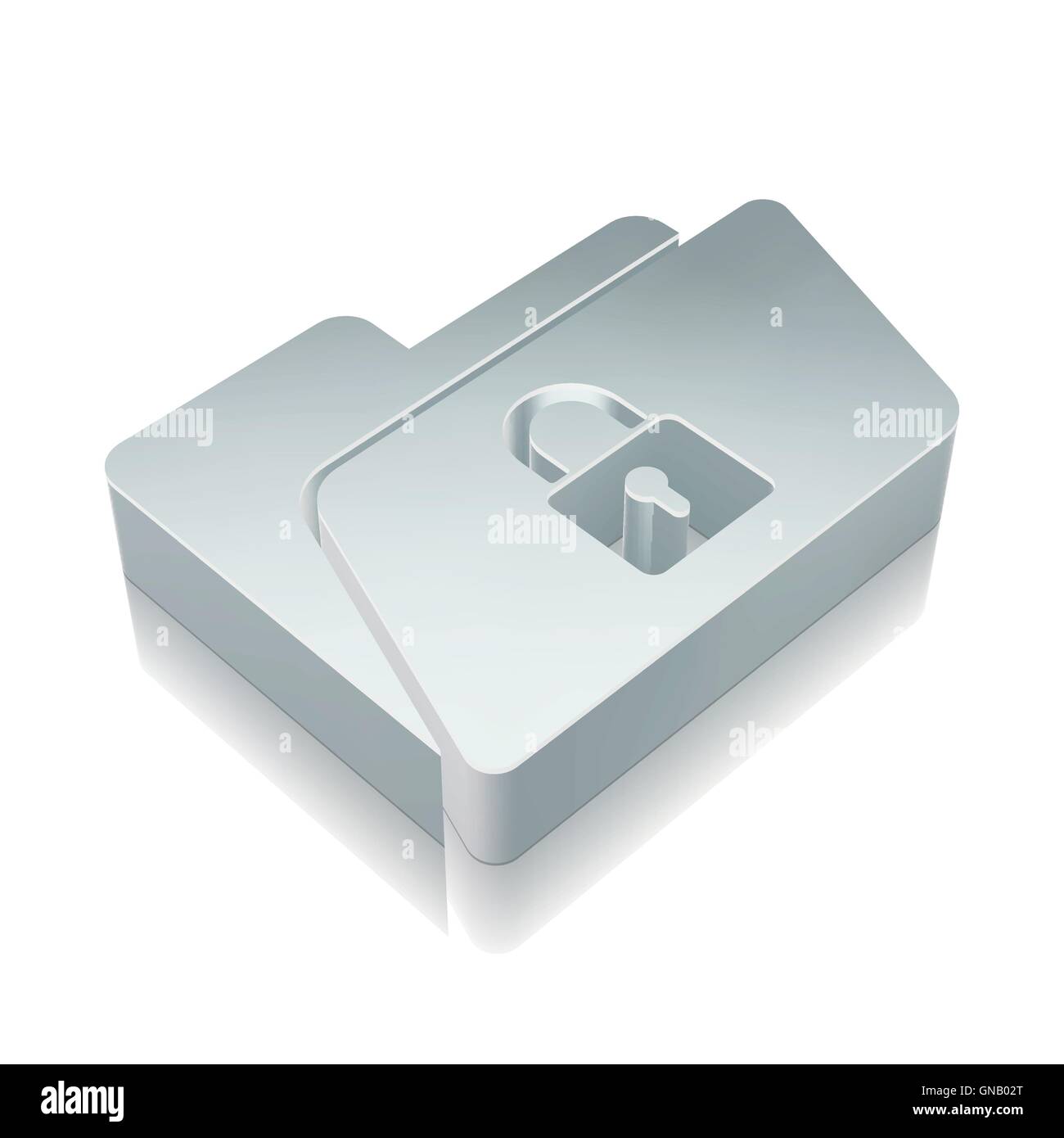 3d metallic Folder With Lock icon with reflection, vector illustration ...